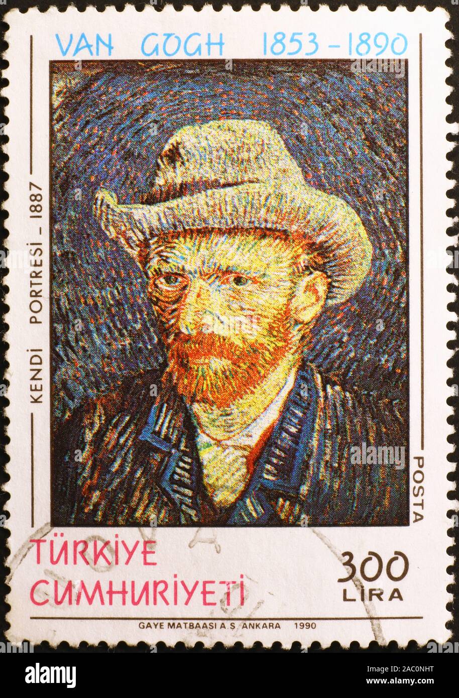 Self-portrait of Van Gogh on postage stamp Stock Photo - Alamy