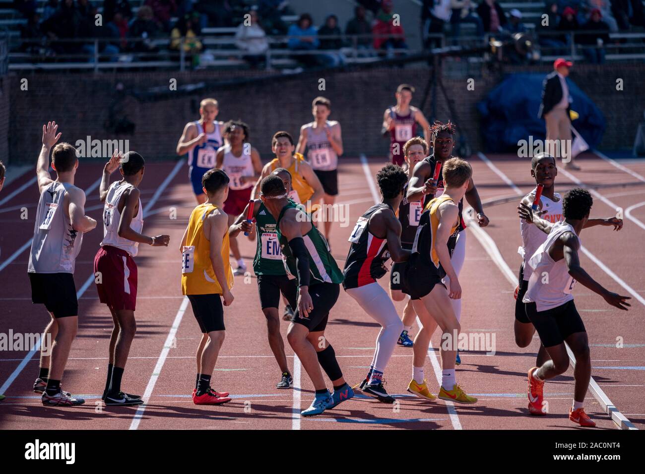 High School boys 4x400 runners competing at the 2019 Penn Relay Stock Photo - Alamy