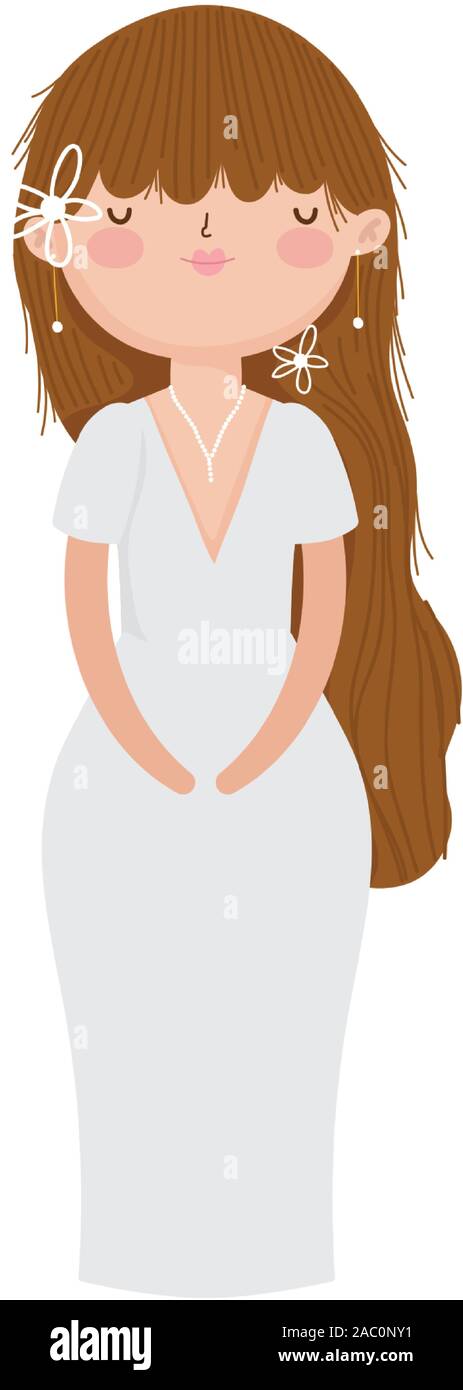 wedding bride woman elegant dress cartoon character vector illustration ...