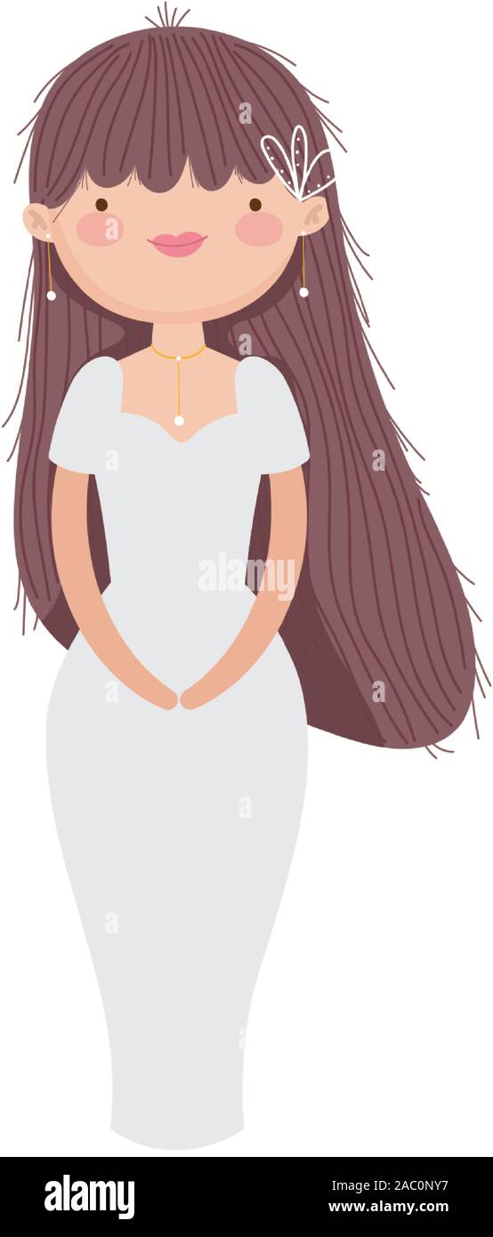 wedding bride woman elegant dress cartoon character vector illustration ...