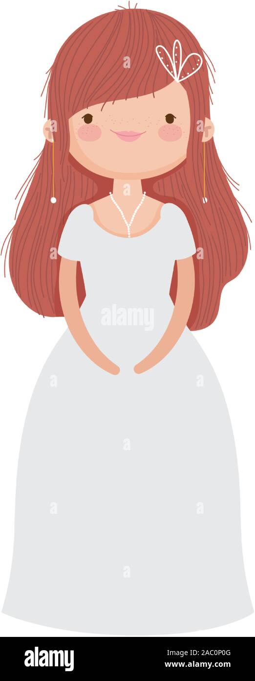 wedding bride woman elegant dress cartoon character vector illustration ...
