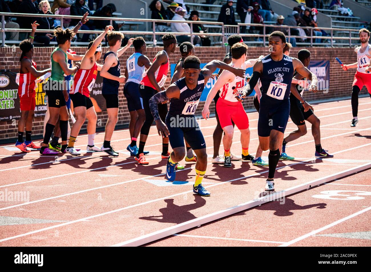 High School boys 4x400 runners competing at the 2019 Penn Relay Stock Photo - Alamy