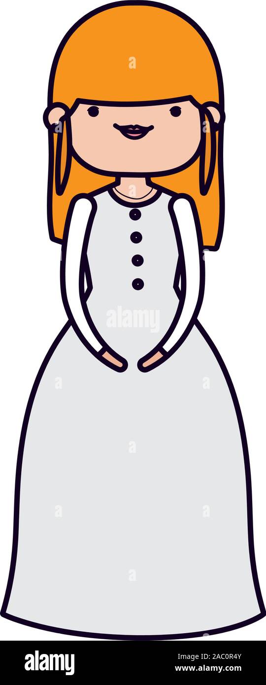 wedding bride woman elegant dress cartoon character vector illustration ...