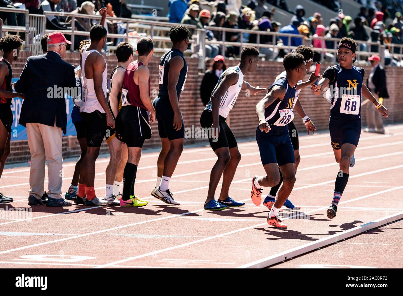 High School boys 4x400 runners competing at the 2019 Penn Relay Stock Photo - Alamy