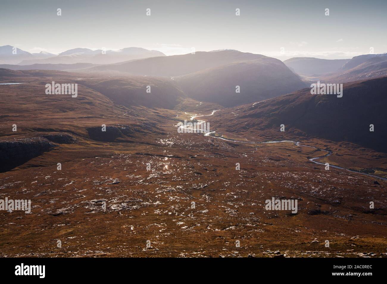 Looking down into the Strath na Sealga in the Fisherfield Forest ...