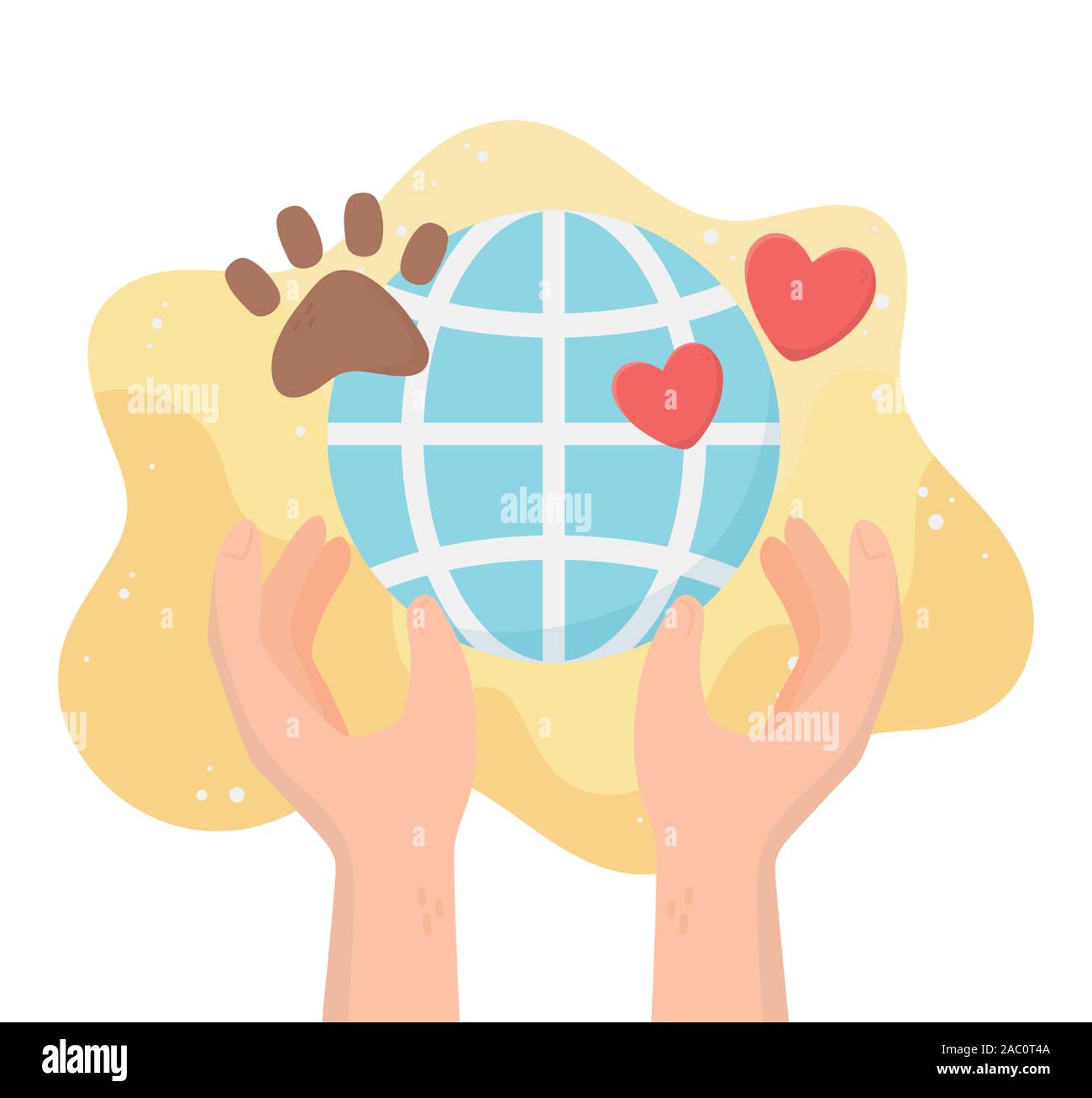 volunteering, help charity hands world animals protection vector ...