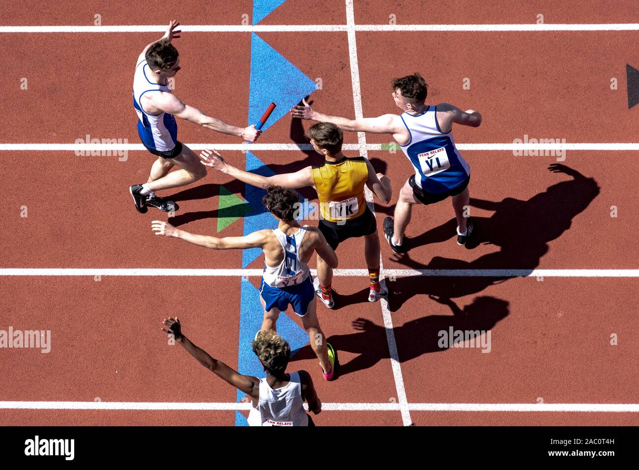 High School boys 4x400 runners competing at the 2019 Penn Relay Stock Photo - Alamy