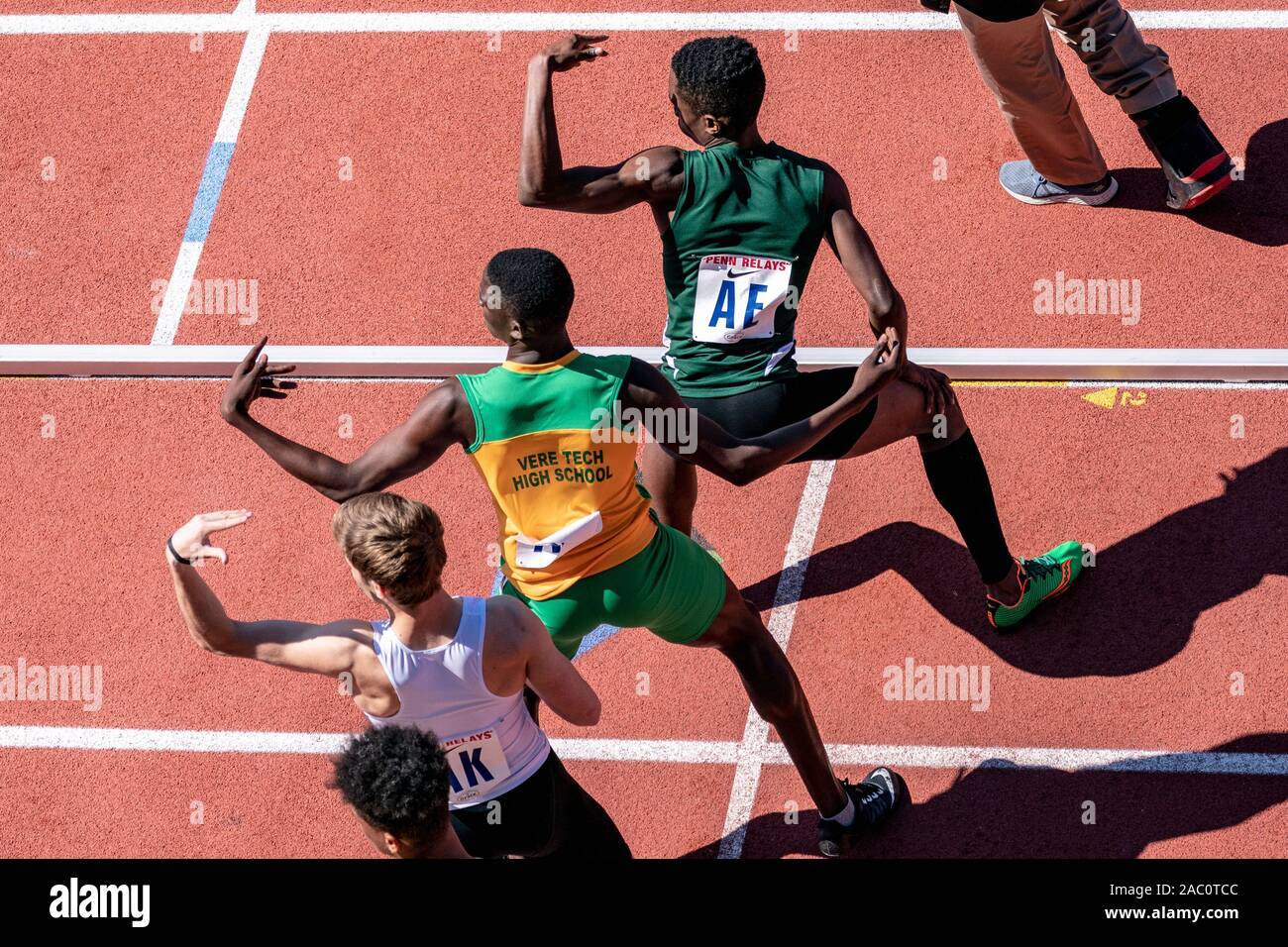 High School boys 4x400 runners competing at the 2019 Penn Relay Stock Photo - Alamy