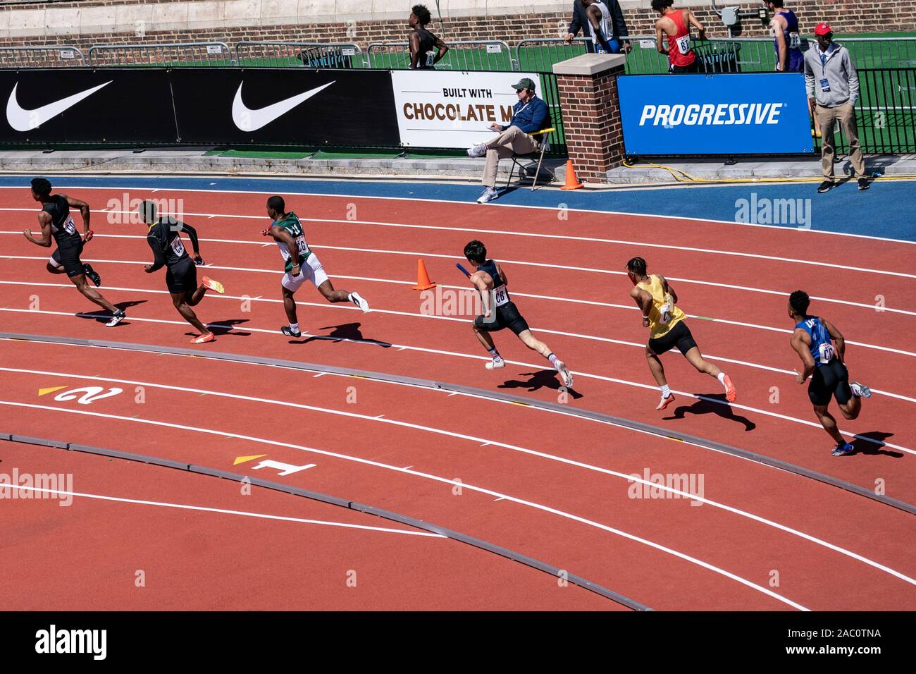 High School boys 4x400 runners competing at the 2019 Penn Relay Stock Photo - Alamy