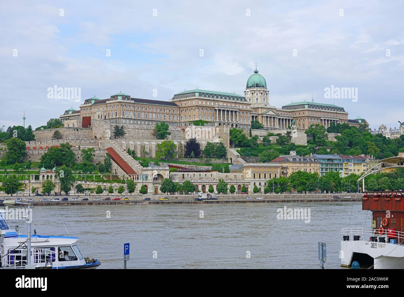 BUDAPEST, HUNGARY -28 MAY 2019- Landscape view of the Buda Castle, a ...