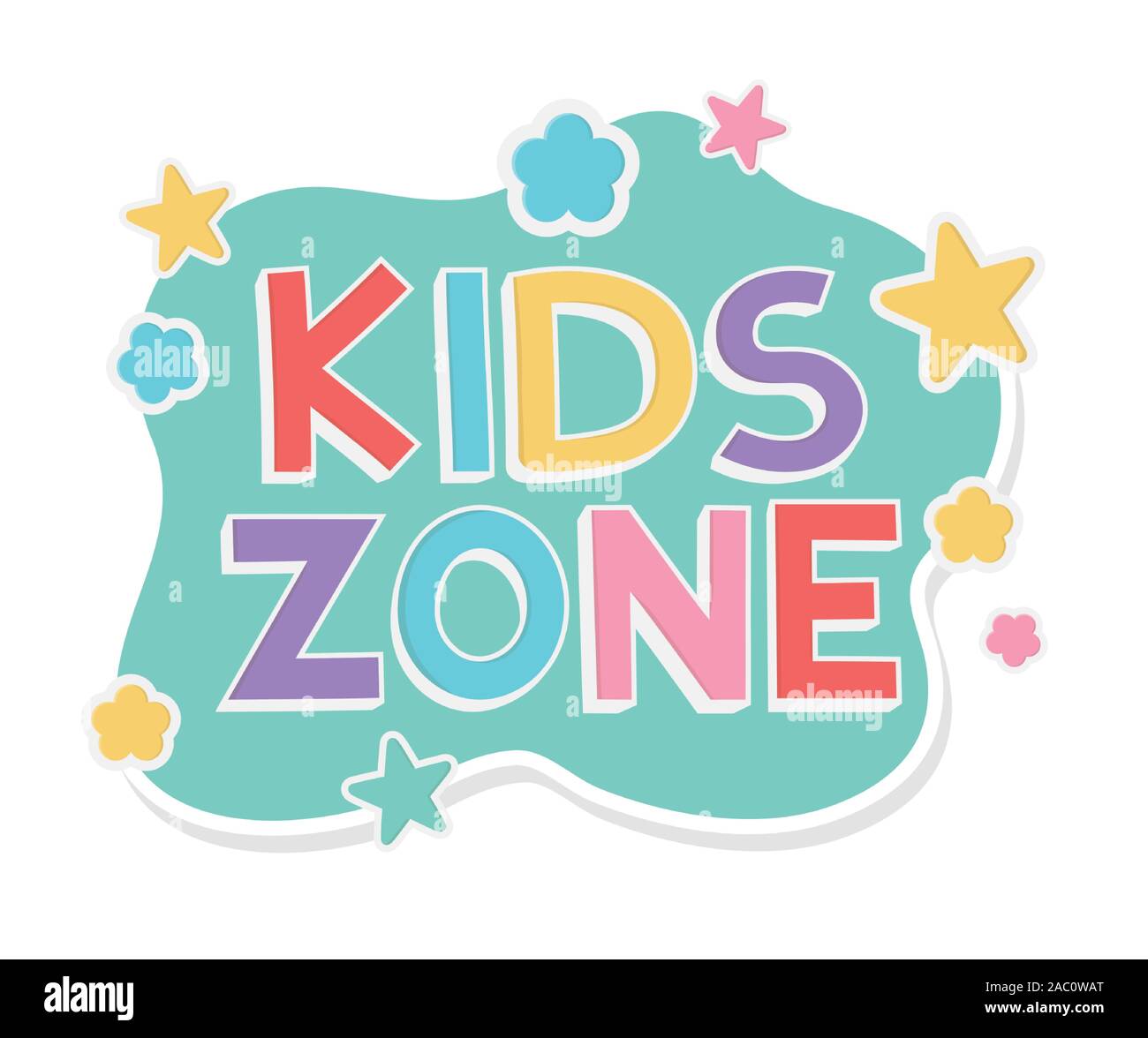 kids zone, lettering play children template design vector illustration ...