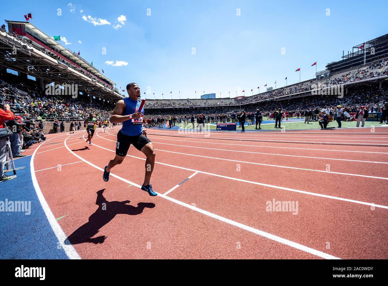Robert Moise (HAI) competing USA vs the World Men 4x100m at the 2019 ...