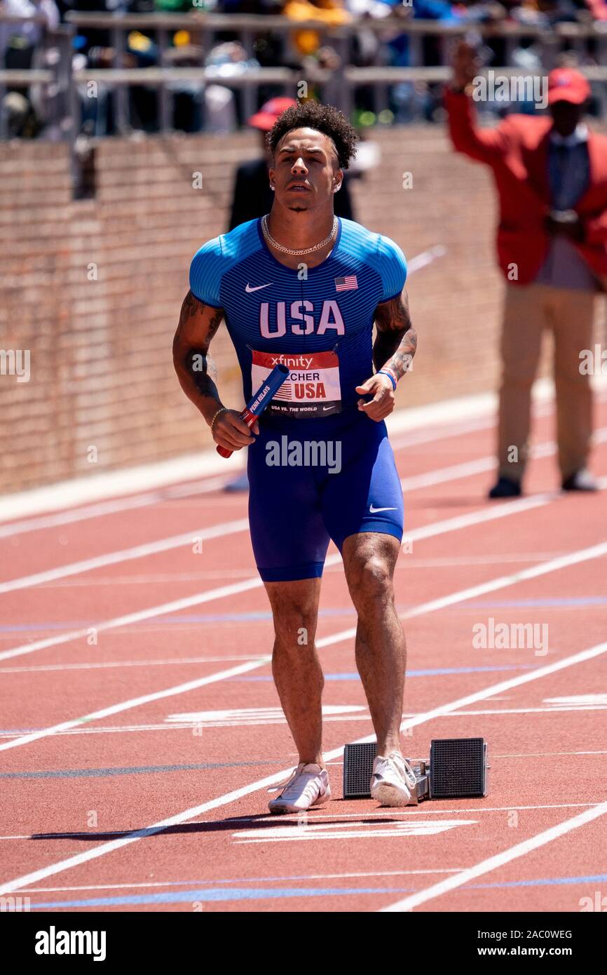 Chris Belcher (USA) competing USA vs the World Men 4x100m at the 2019 ...