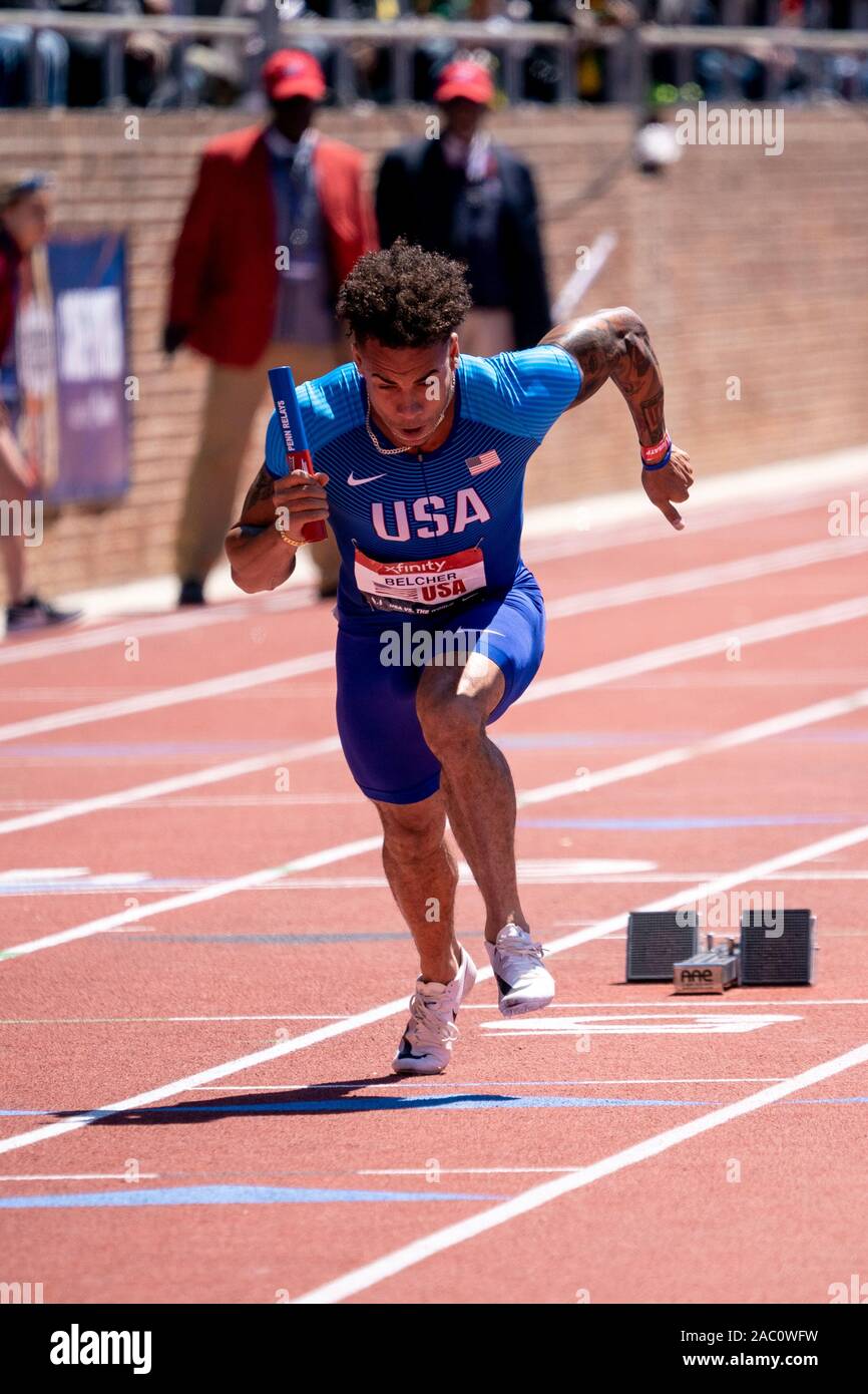 Chris Belcher (USA) competing USA vs the World Men 4x100m at the 2019 ...
