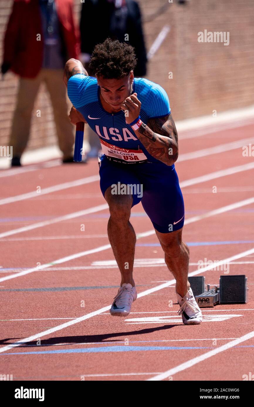 Chris Belcher (USA) competing USA vs the World Men 4x100m at the 2019 ...