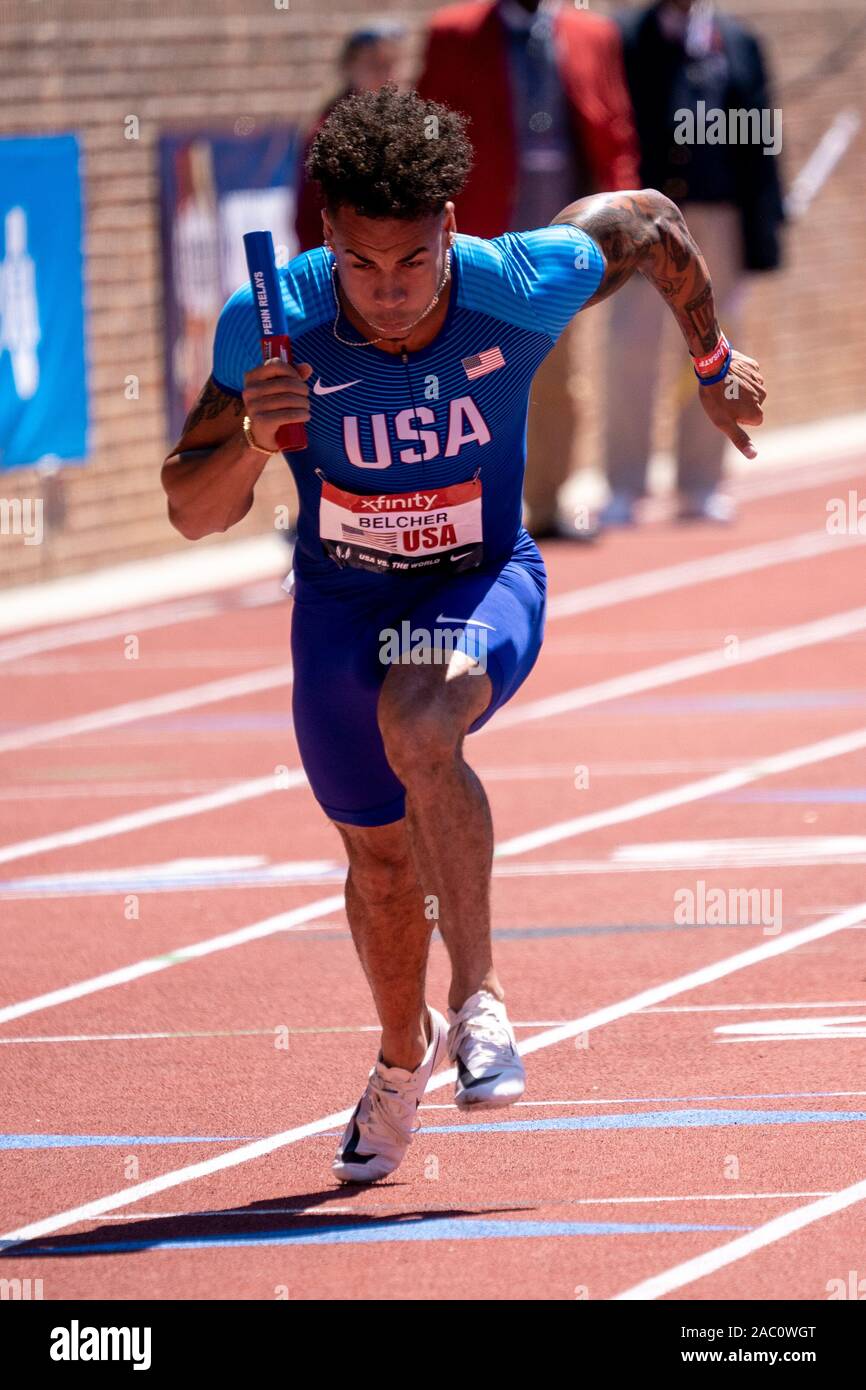 Chris Belcher (USA) competing USA vs the World Men 4x100m at the 2019 ...