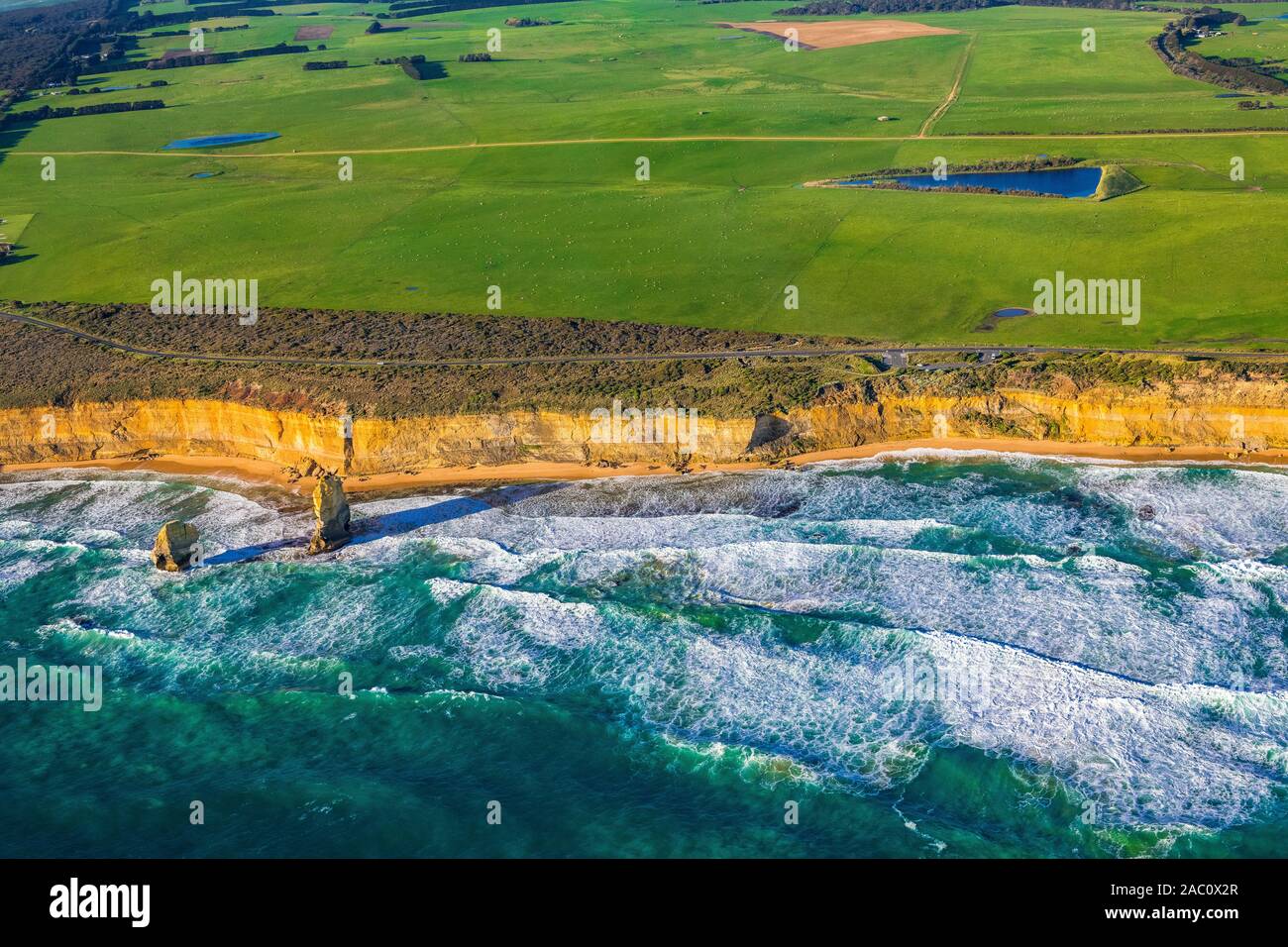 Gog and Magog rock stacks sit out from Gibson Steps along the Great ...