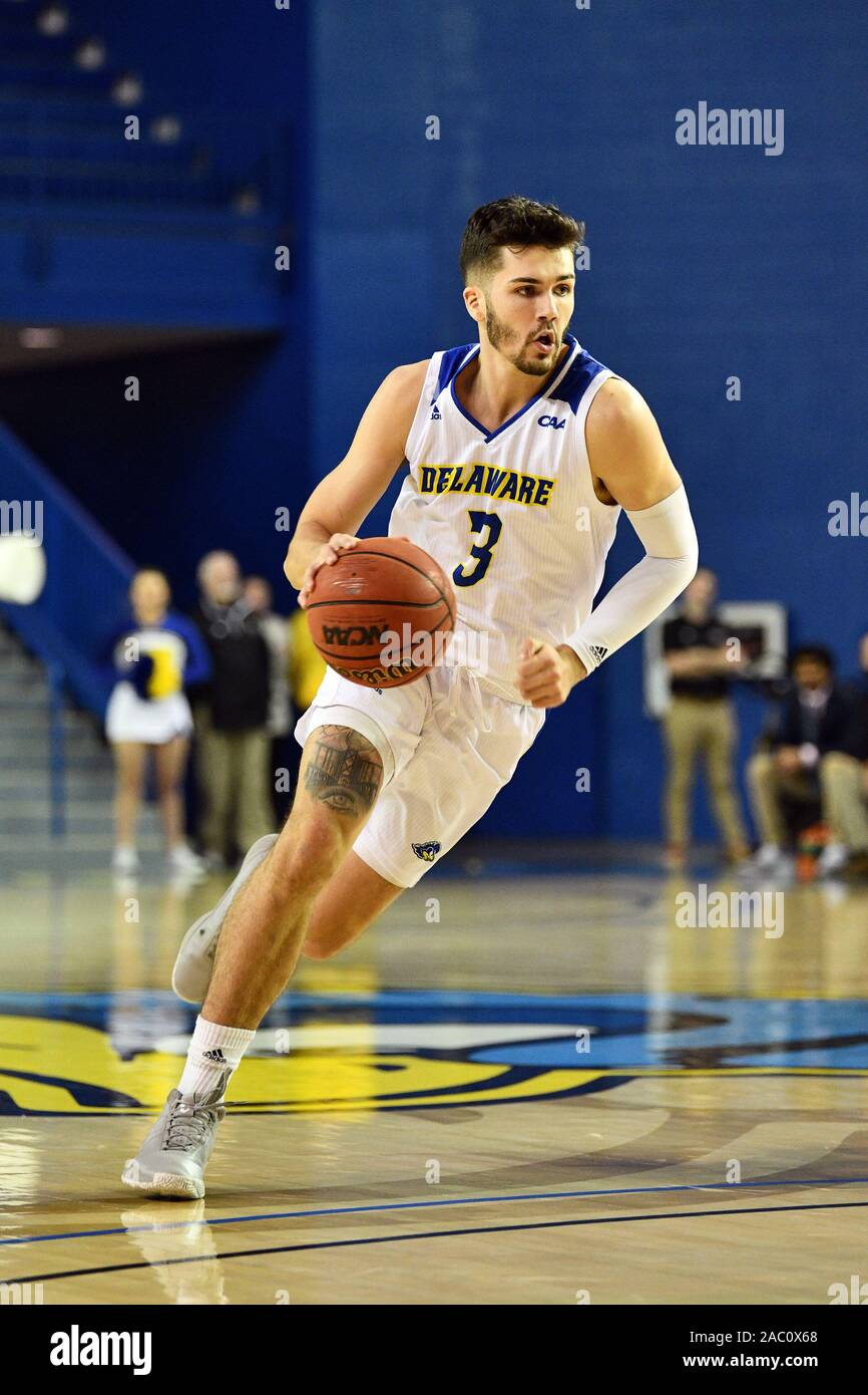 Newark, Delaware, USA. 29th Nov, 2019. Delaware Fightin Blue Hens guard ...