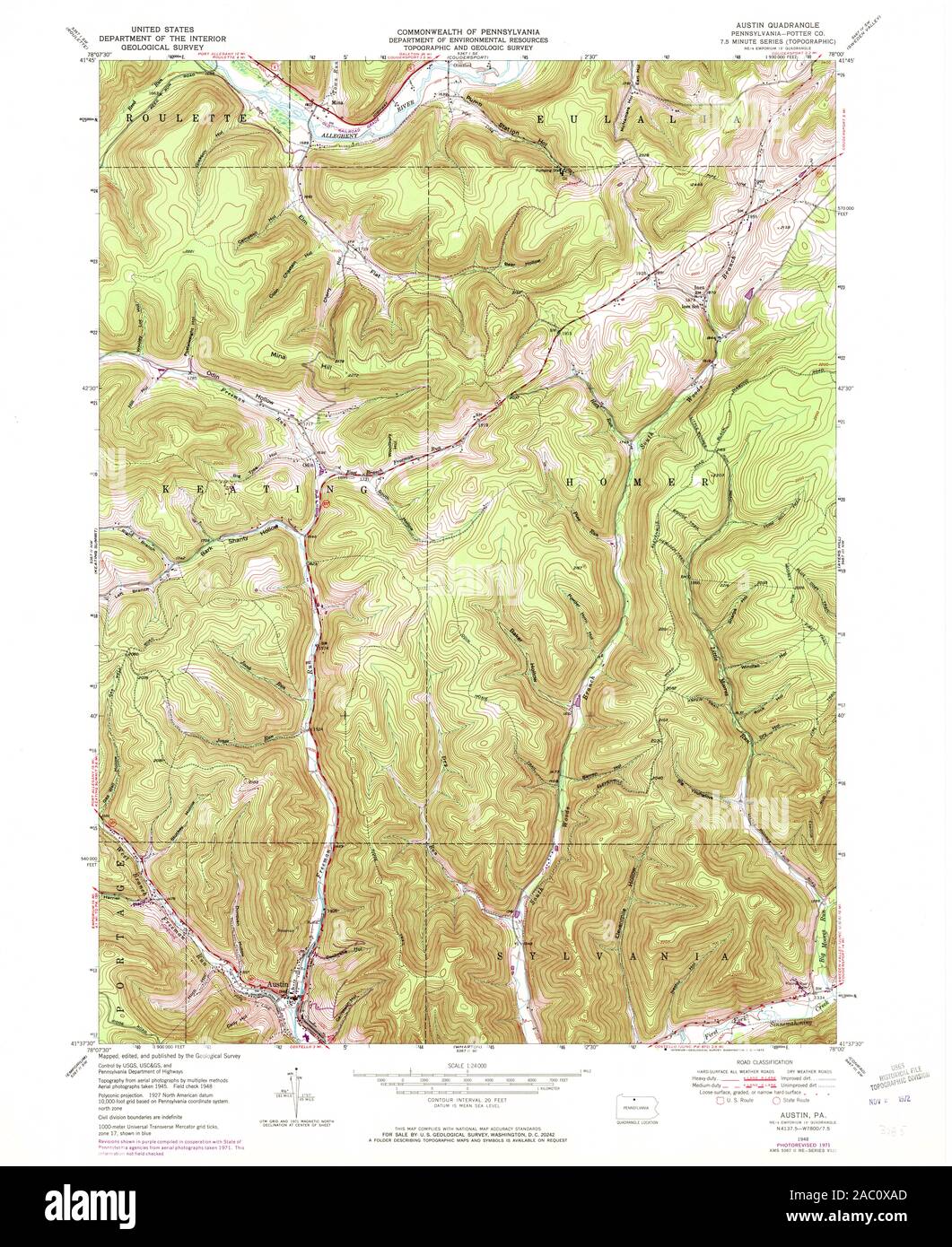 Map of austin pennsylvania hi-res stock photography and images - Alamy