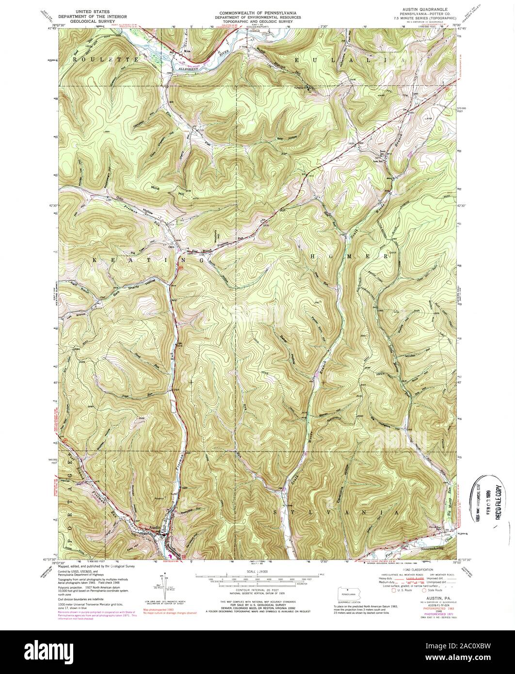 Austin pennsylvania map hi-res stock photography and images - Alamy