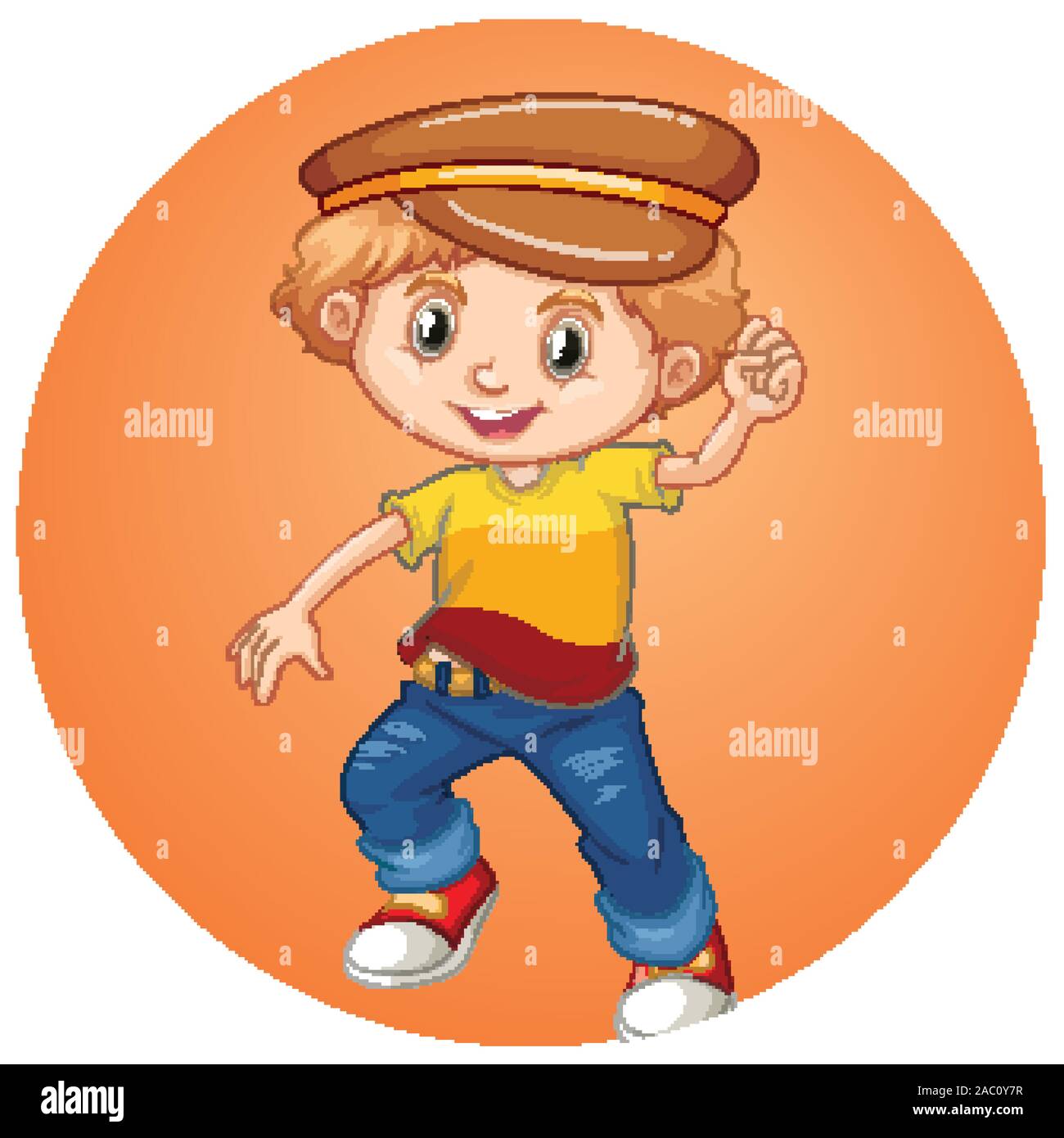 Cute boy on round background illustration Stock Vector Image & Art - Alamy