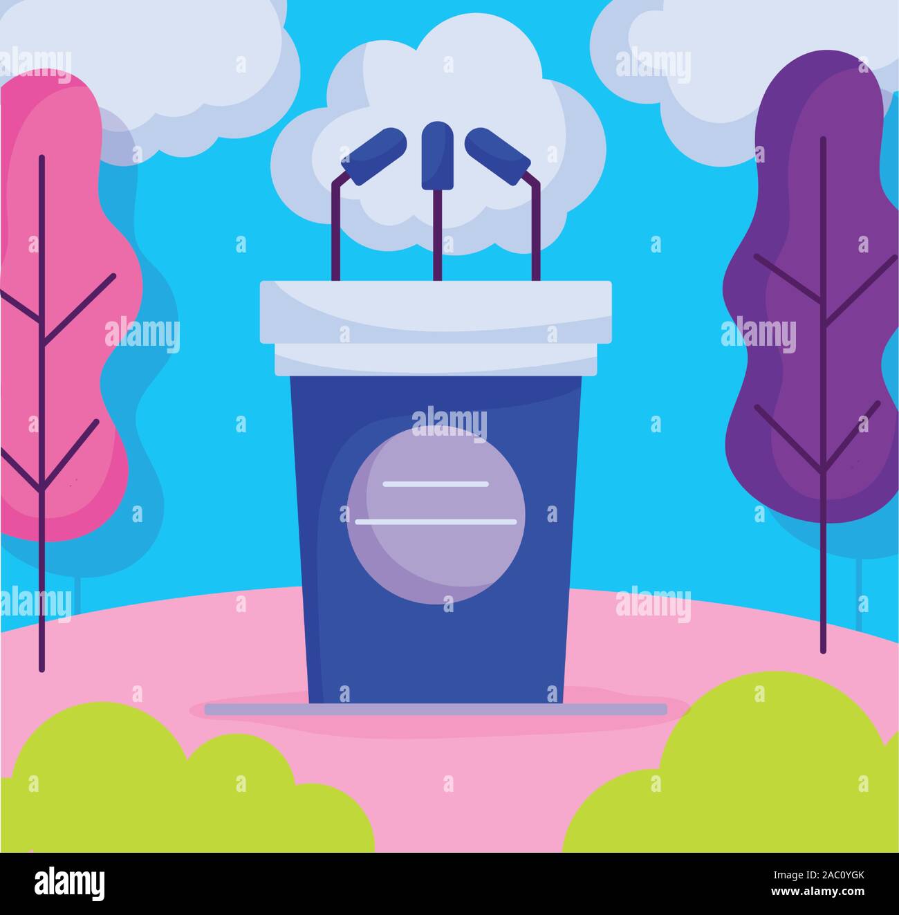 podium microphones politics election democracy voting vector ...