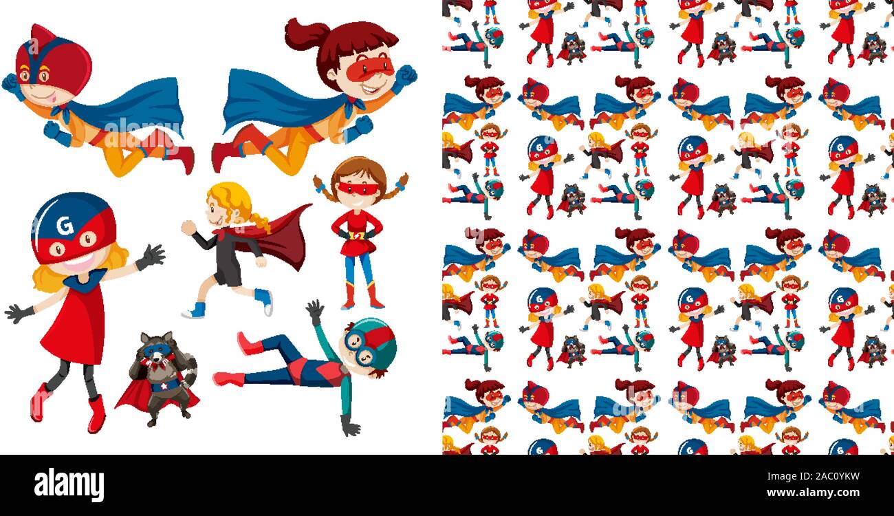 Set of seamless background design with isolated objects theme ...