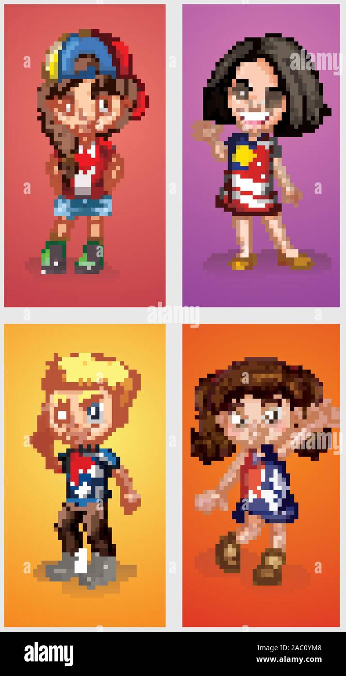 Four kids from different places illustration Stock Vector Image & Art ...