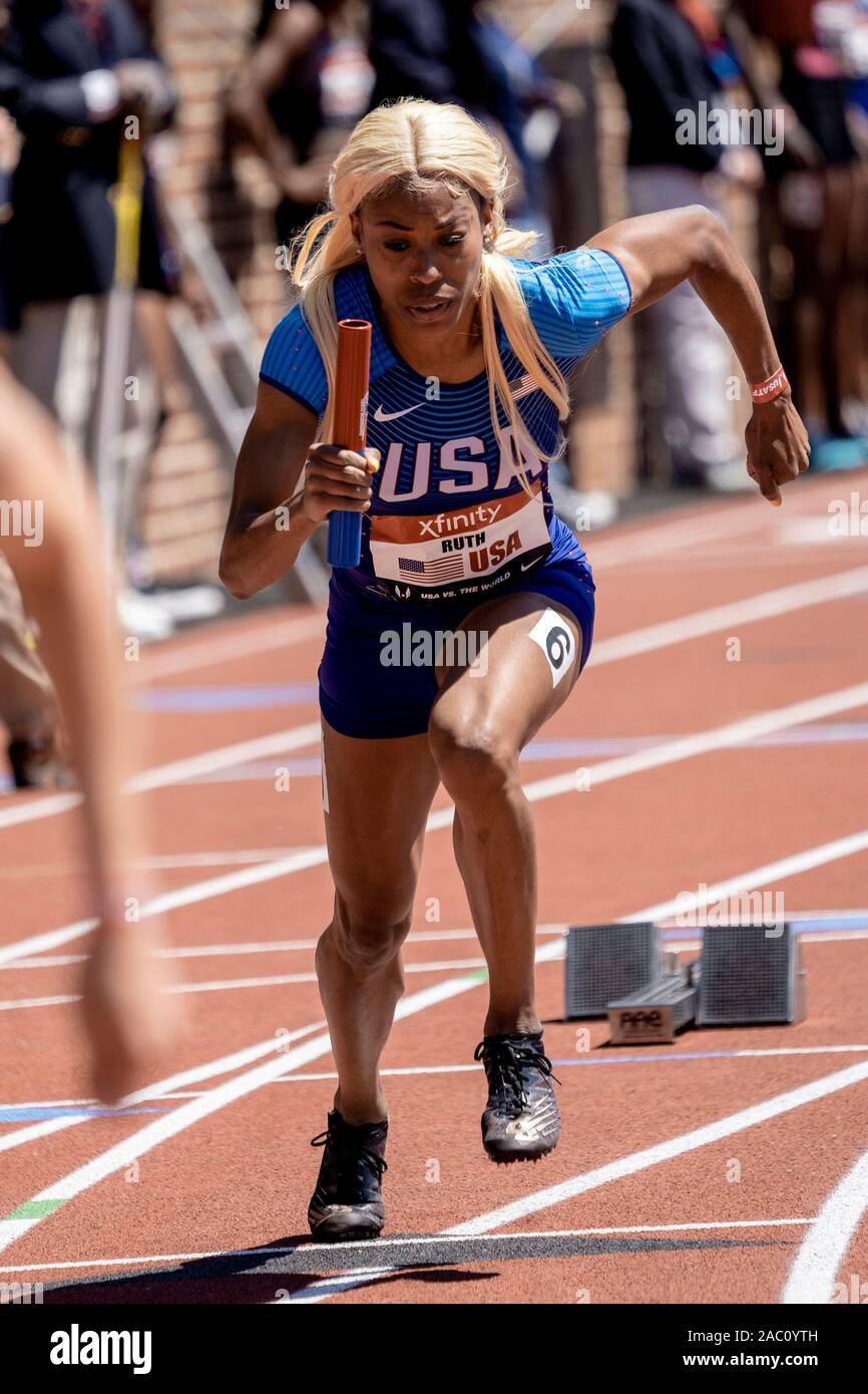 Asha Ruth (USA) competing in the USA vs the World Women 4x400m at the ...