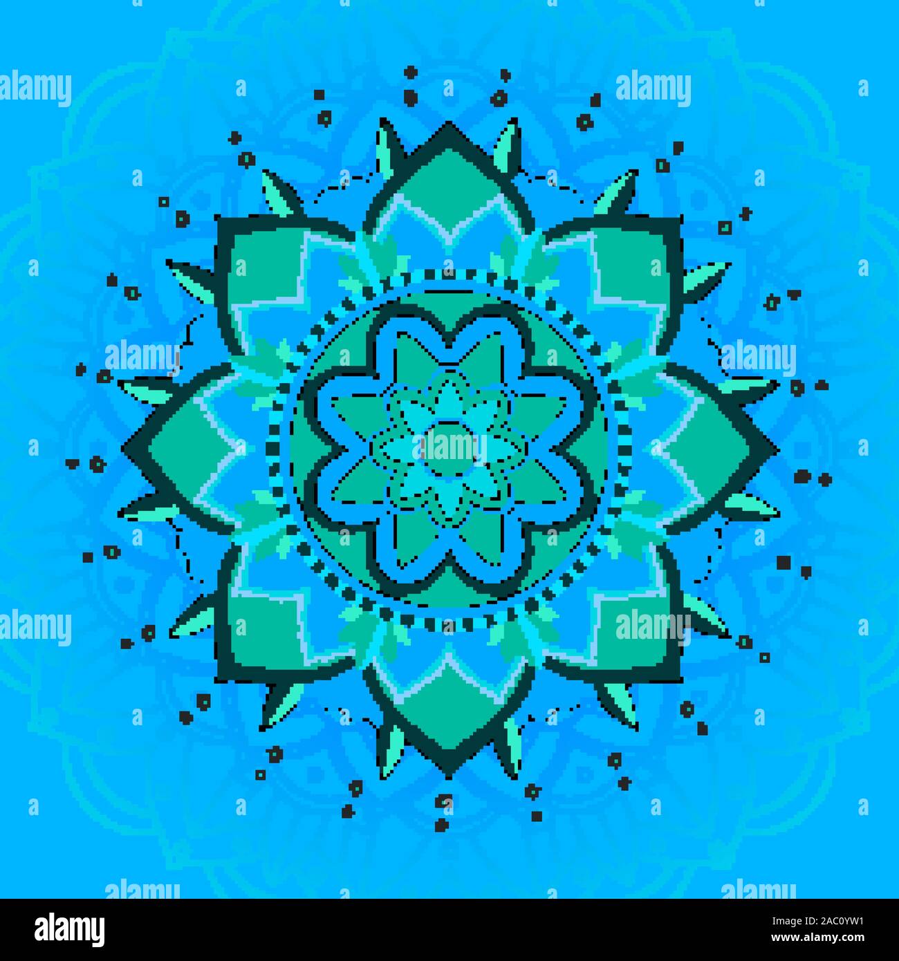 Mandala pattern on blue background illustration Stock Vector Image ...