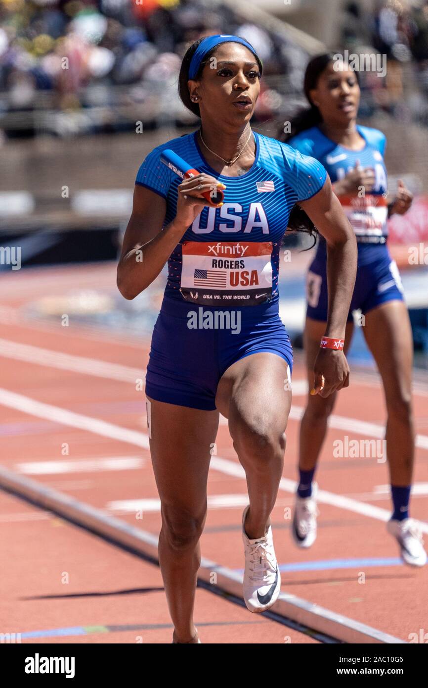 Raevyn Rogers (USA) competing in the USA vs the World Women Sprint ...