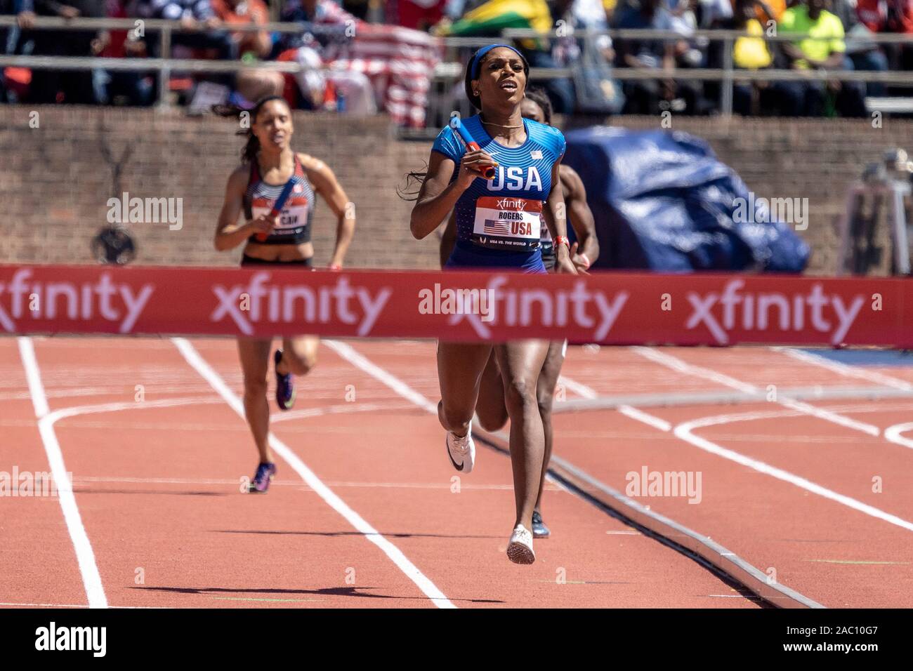 Raevyn Rogers (USA) competing in the USA vs the World Women Sprint ...