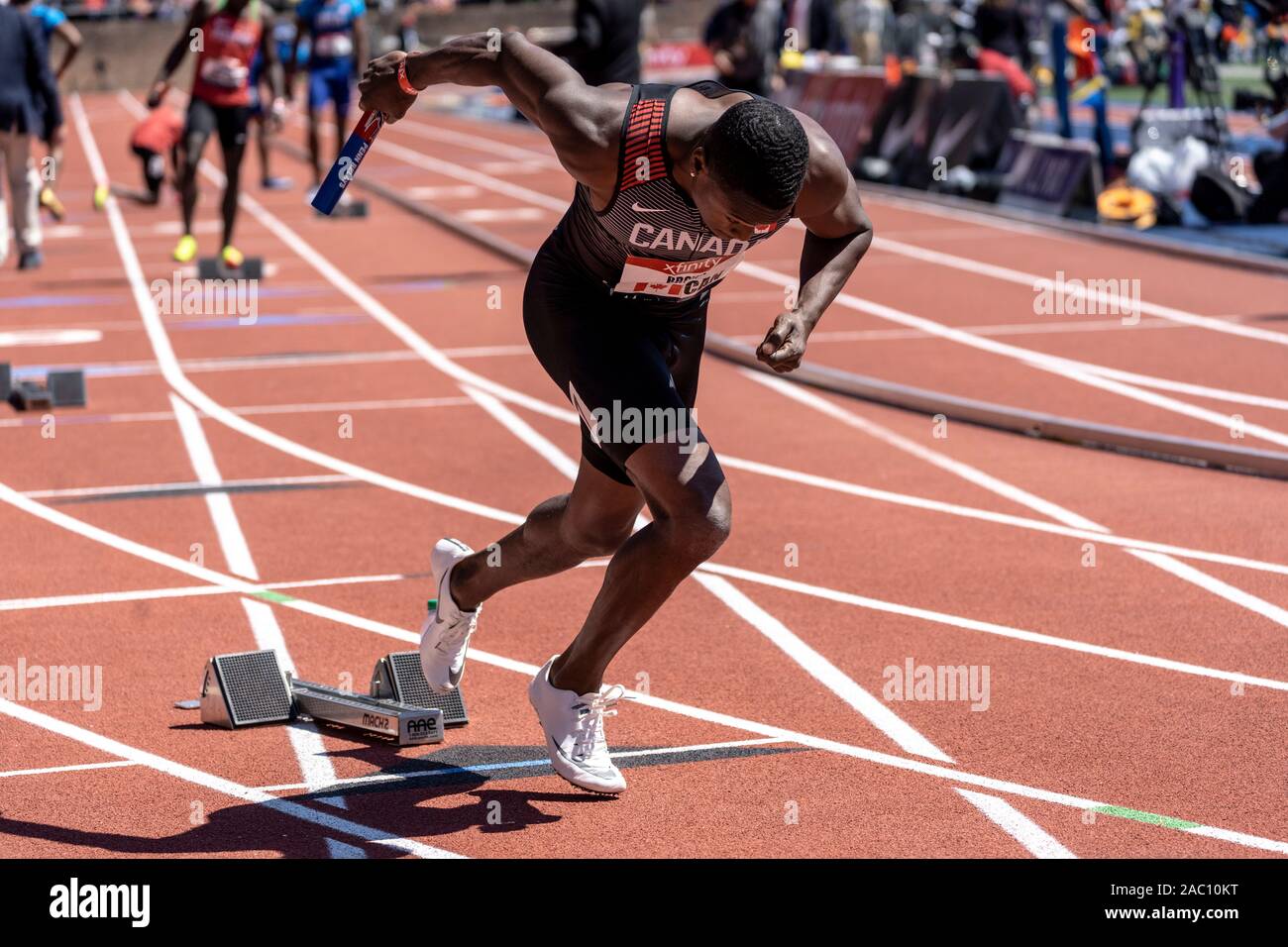 Aaron Brown (CAN) competing in the USA vs the World Men Sprint Medley ...