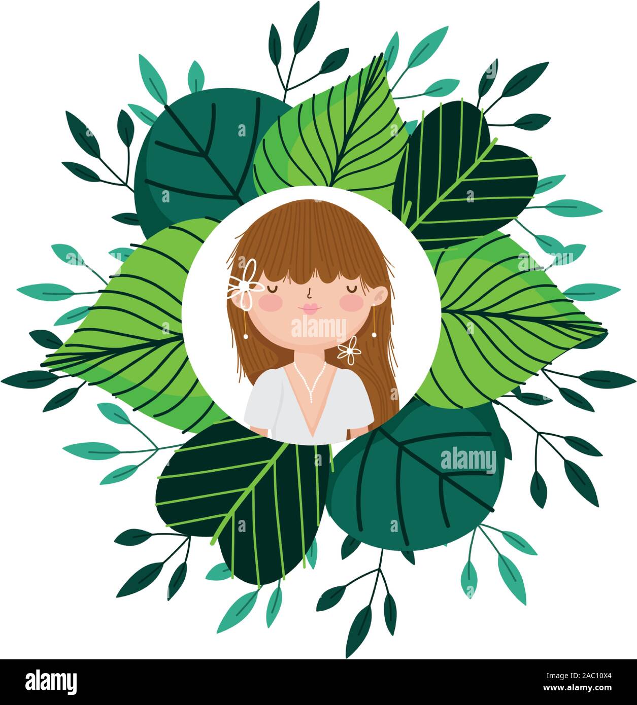 wedding bride flowers foliage floral decoration cartoon vector ...