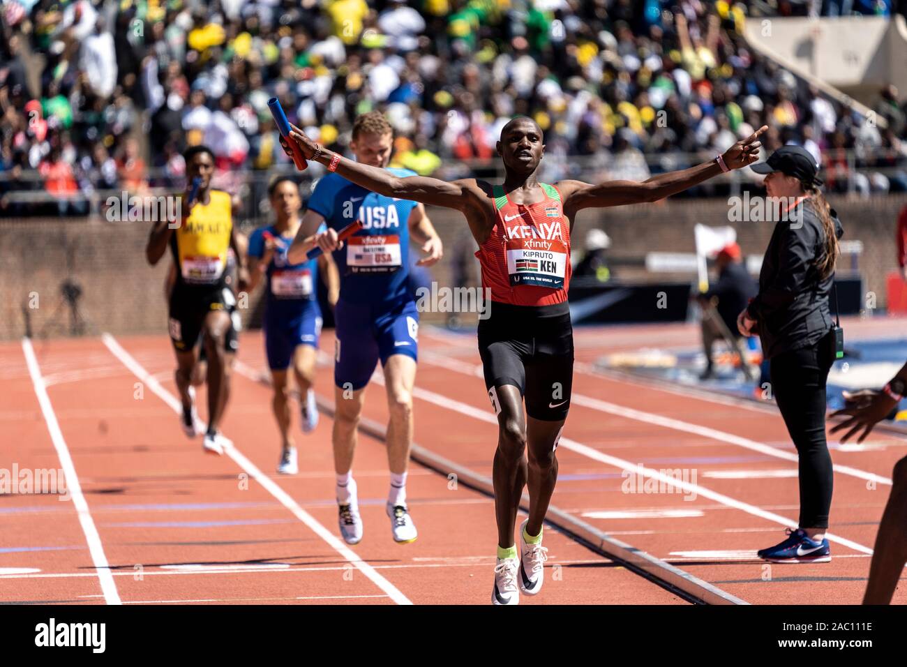 Collin Kipruto (KEN) winning the USA vs the World Men Sprint Medley at ...