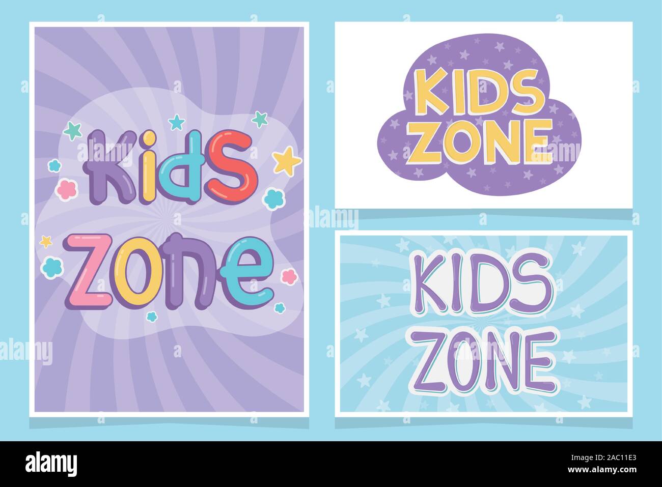 kids zone, funny letterings children area play vector illustration ...