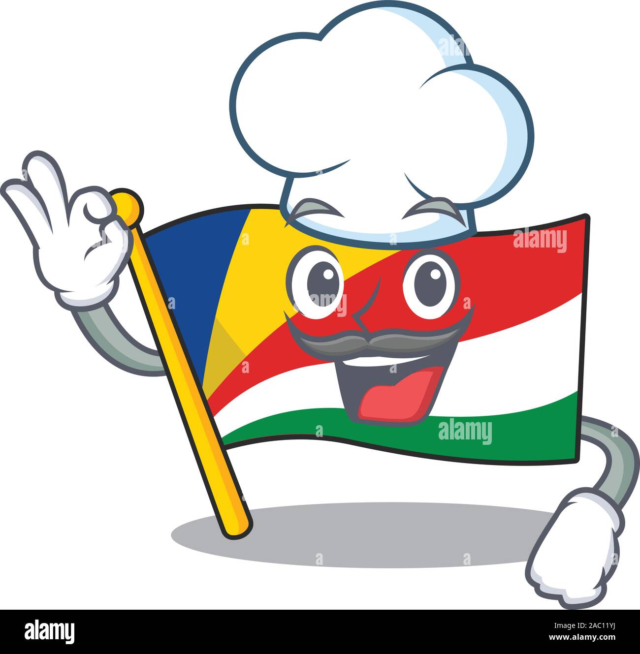 Happy Chef flag seychelles cartoon character with white hat Stock ...