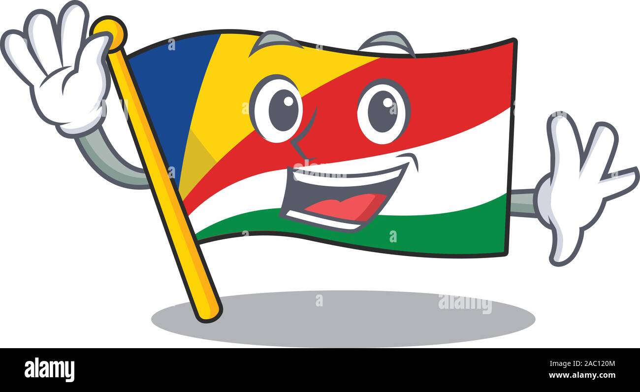 Waving cute smiley flag seychelles cartoon character style Stock Vector ...