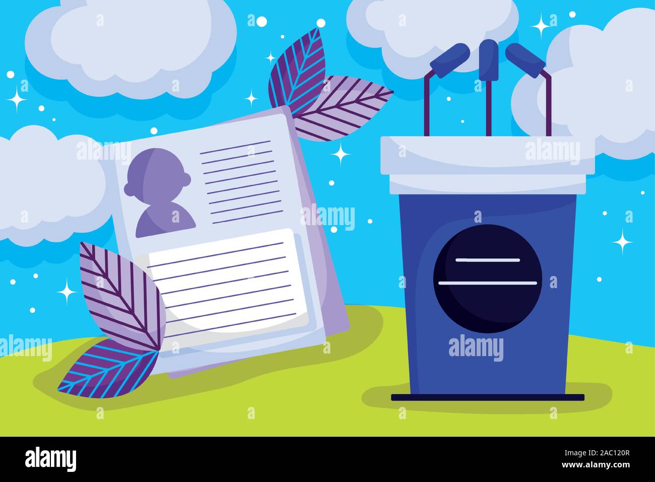 campaign podium microphones politics election democracy voting vector ...