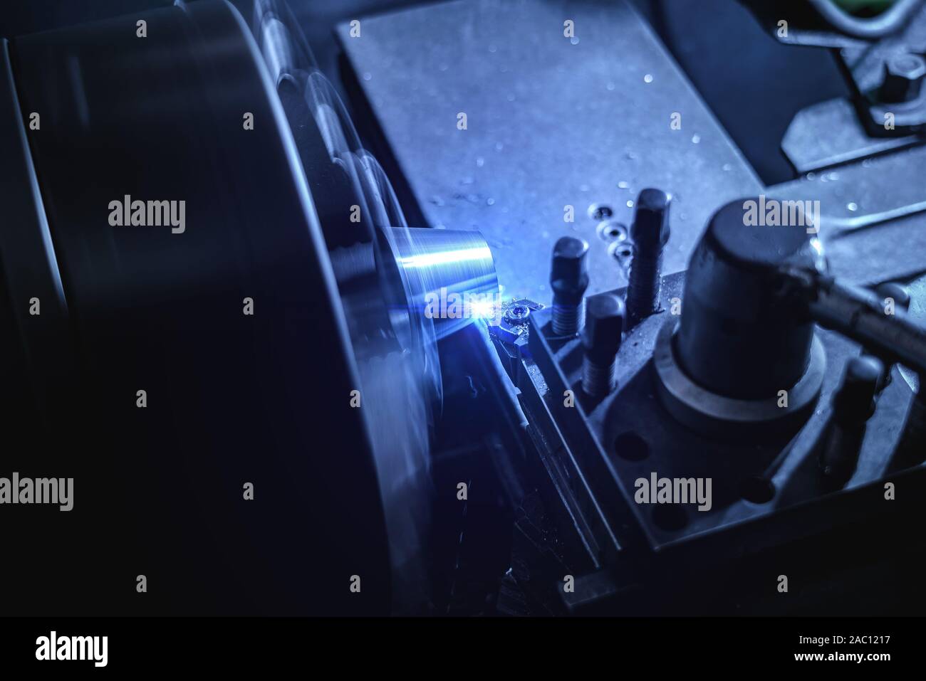 Milling mechanical turning metal working process metal parts.-image ...