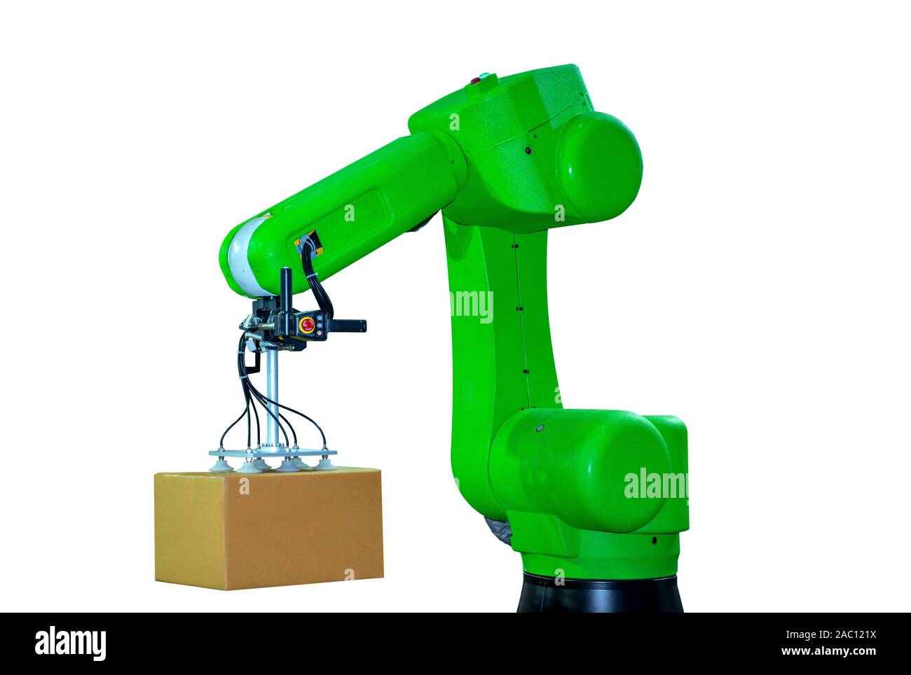 Isolated robot arm machine for industry manufacture operation on white ...