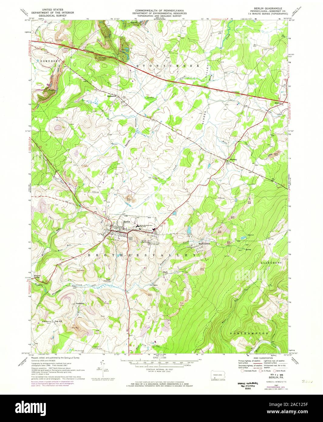 USGS TOPO Map Pennsylvania PA Berlin 170314 1967 24000 Restoration ...