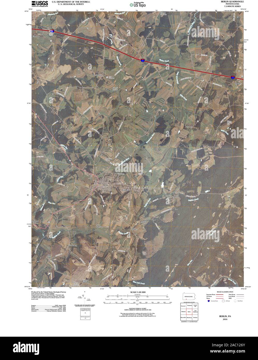 USGS TOPO Map Pennsylvania PA Berlin 20100610 TM Restoration Stock ...
