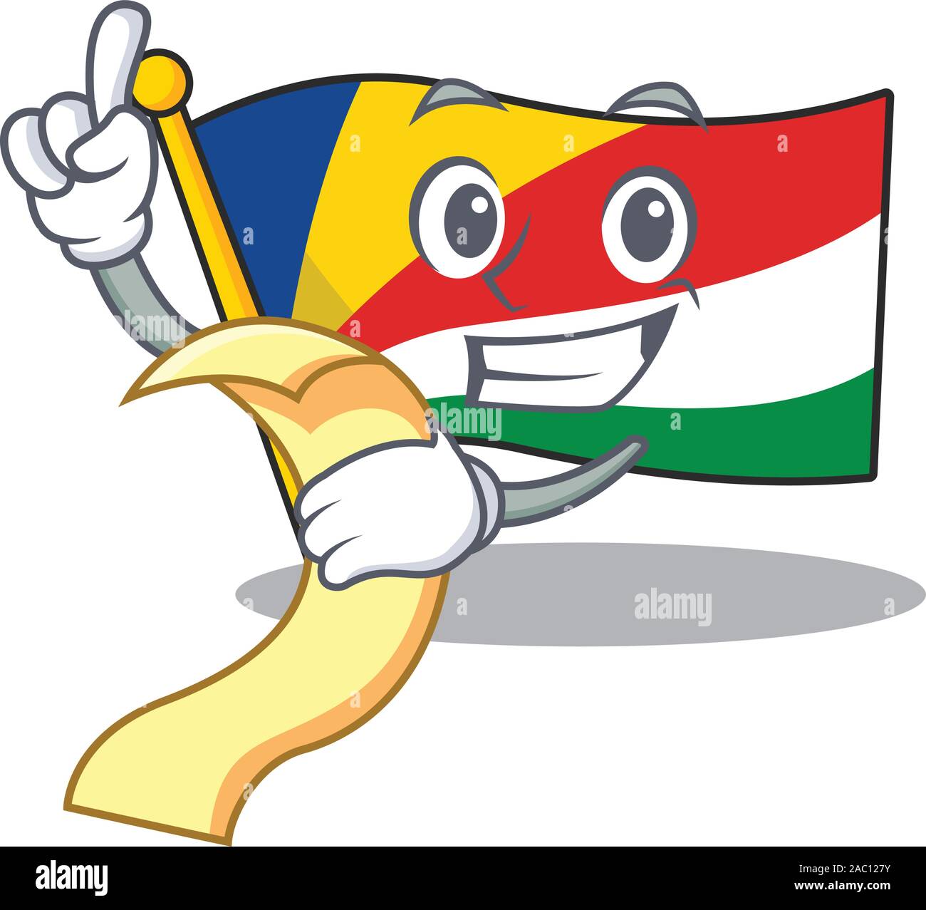 Cute flag seychelles cartoon character with menu ready to serve Stock ...