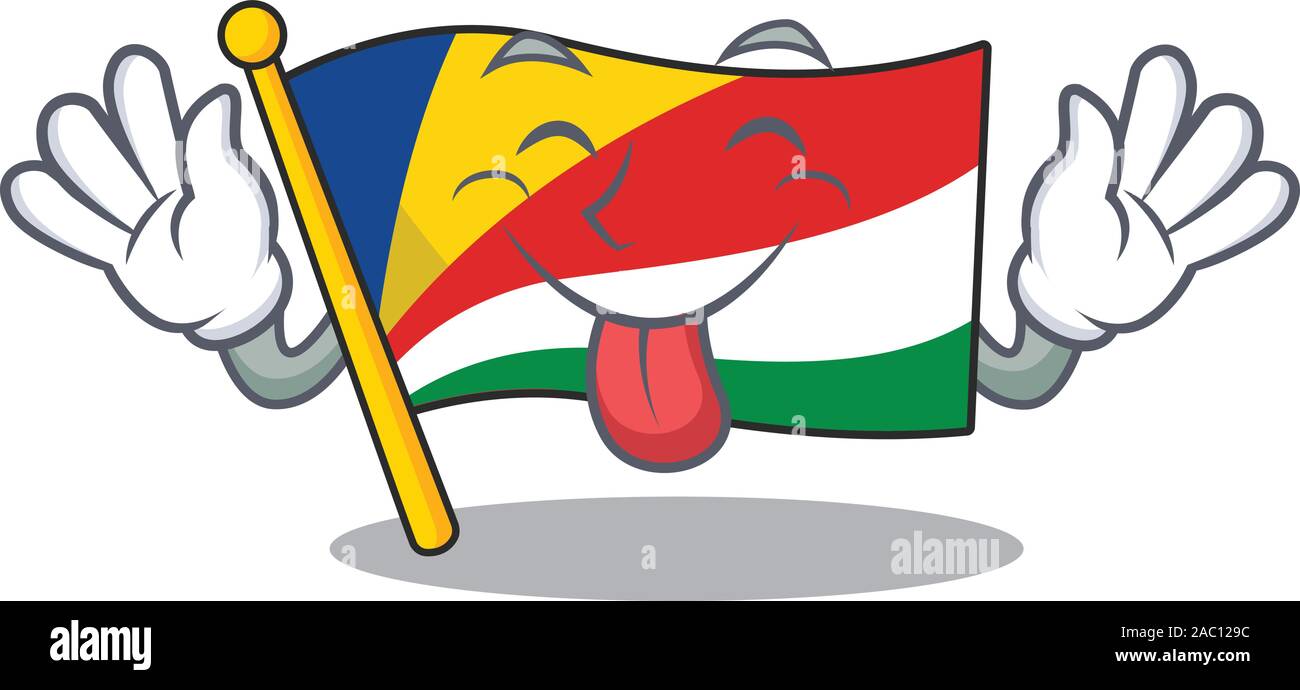 Super cute flag seychelles cartoon design with Tongue out Stock Vector ...