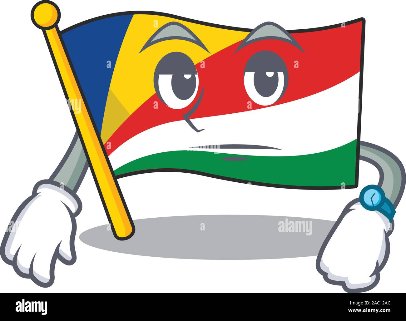Waiting flag seychelles on cartoon character mascot design Stock Vector ...