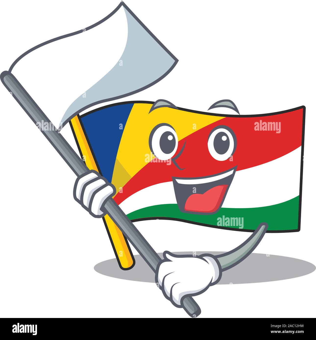 cute flag standing with flag seychelles cartoon character style Stock ...