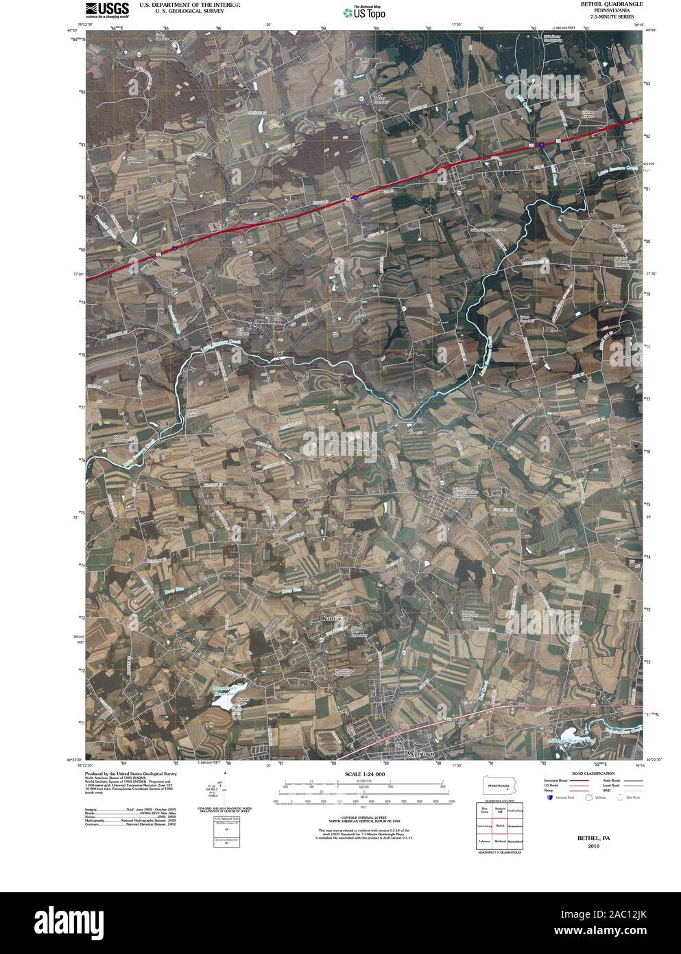 USGS TOPO Map Pennsylvania PA Bethel 20100623 TM Restoration Stock ...