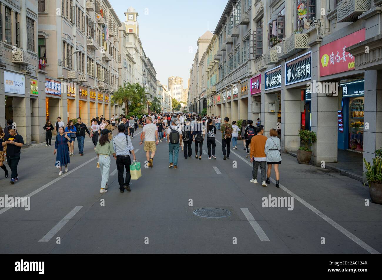 Zhongshan road is a pedestrianised street in Xiamen, China lined by old ...