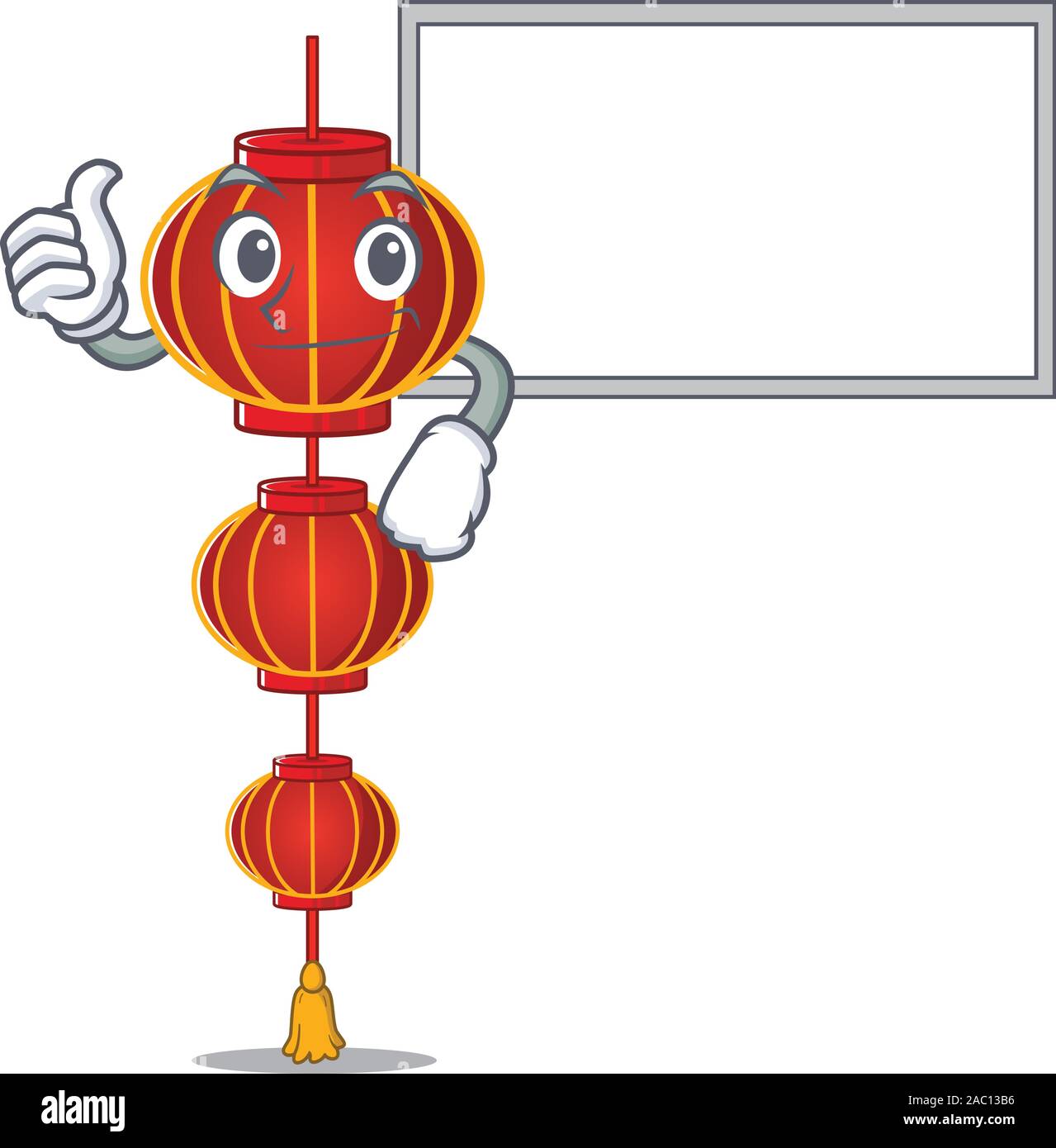 Lampion chinese lantern cute cartoon character Thumbs up with board ...